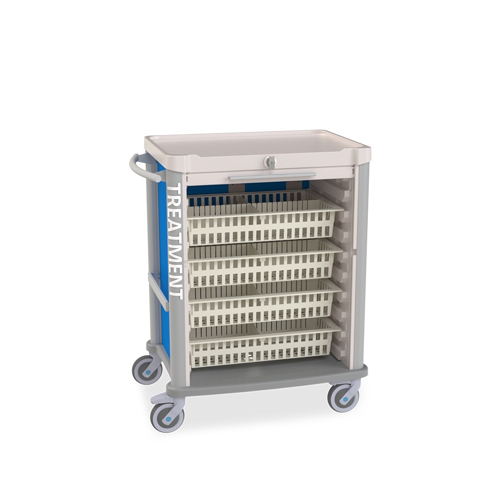 Eolis® Treatment Cart with Roller Shutter & Mesh Baskets | Teal