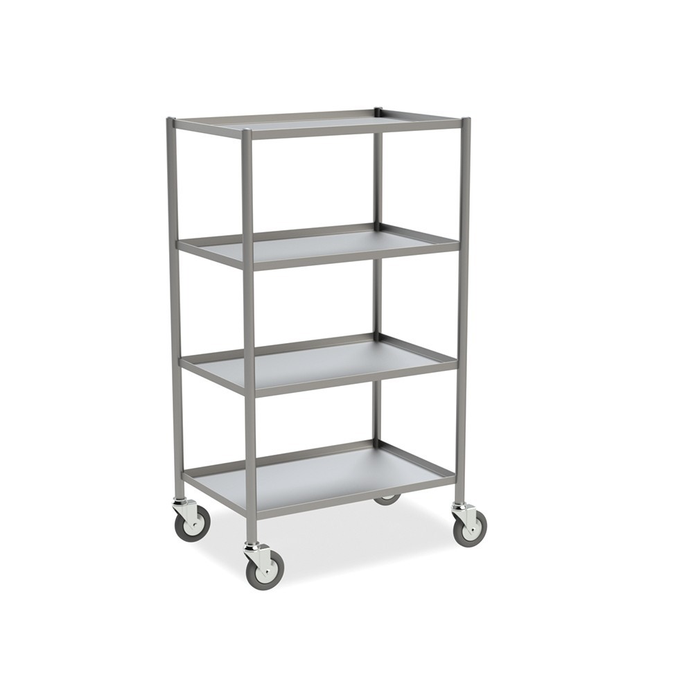 4 Tray Treatment Trolley with Raised Edges | Teal