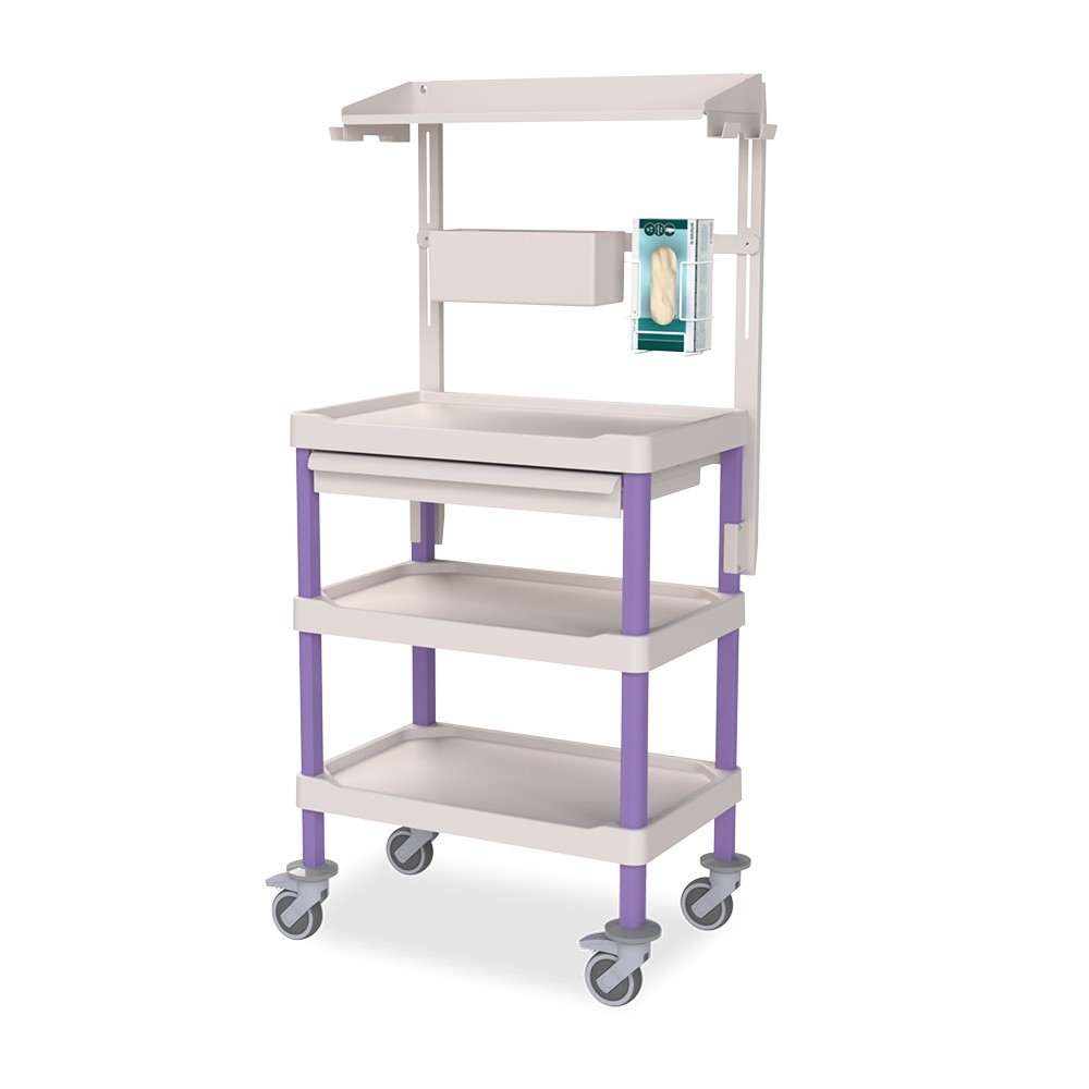 Eolis® 3 Turned Down Edge Shelves Treatment Trolley | Teal